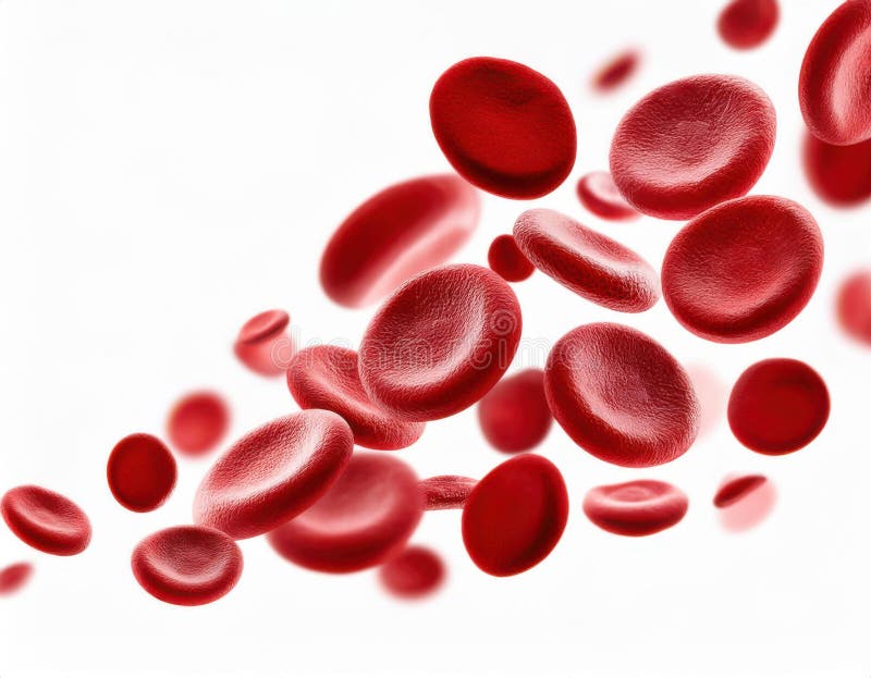 Flowing Red Blood Cells Isolated on Solid White Background Stock ...