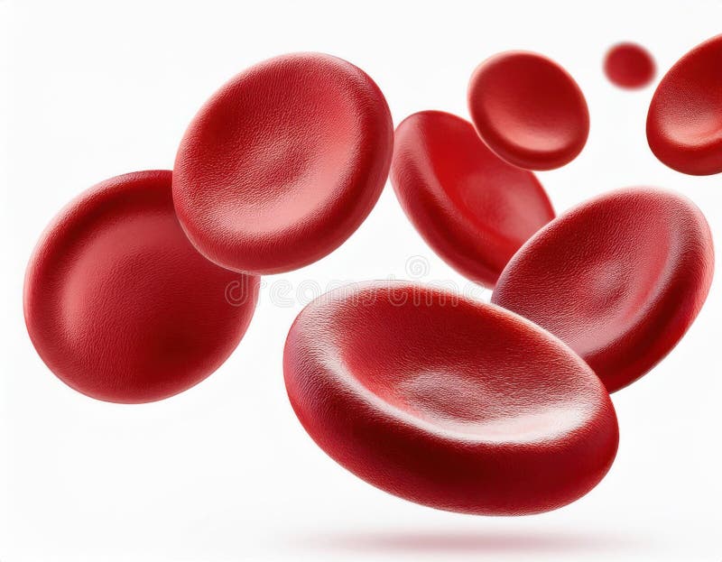 Flowing Red Blood Cells Isolated on Solid White Background Stock Photo ...
