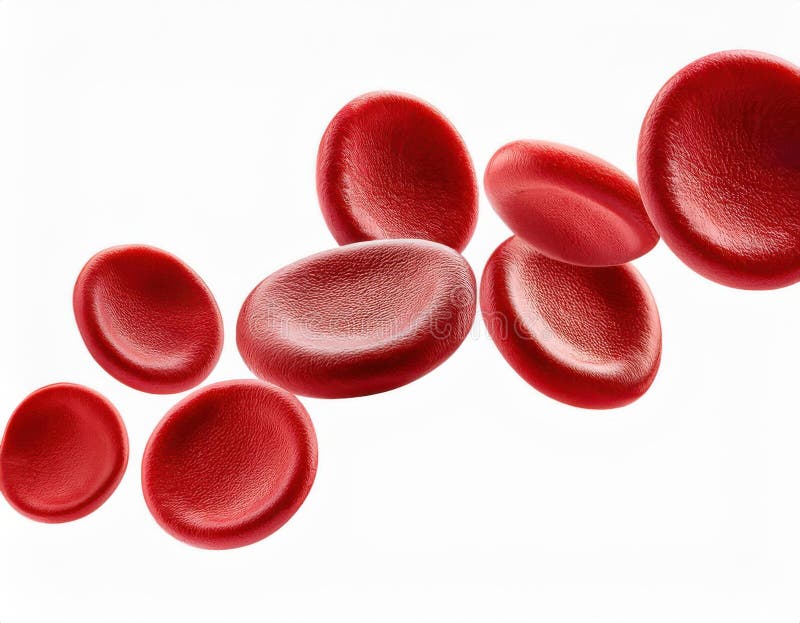 Flowing Red Blood Cells Isolated on Solid White Background Stock ...