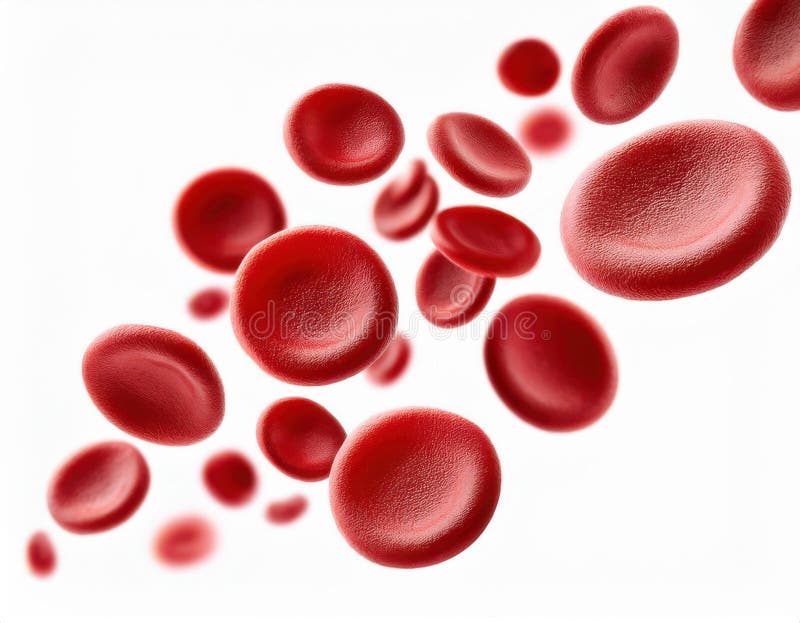 Flowing Red Blood Cells Isolated on Solid White Background Stock ...
