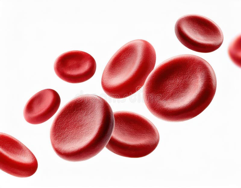 Flowing Red Blood Cells Isolated on Solid White Background Stock ...