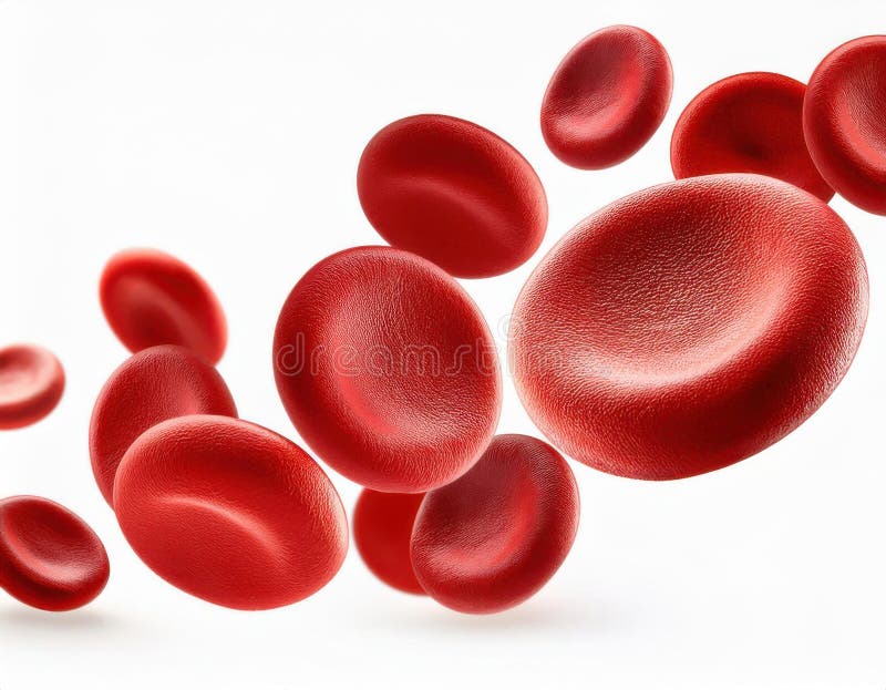 Flowing Red Blood Cells Isolated on Solid White Background Stock Image ...