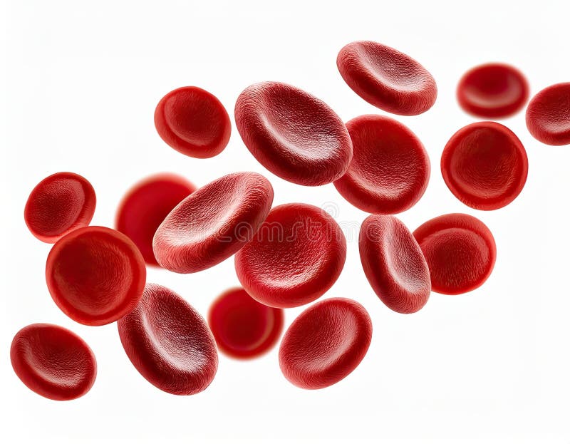 Flowing Red Blood Cells Isolated on Solid White Background Stock Photo ...