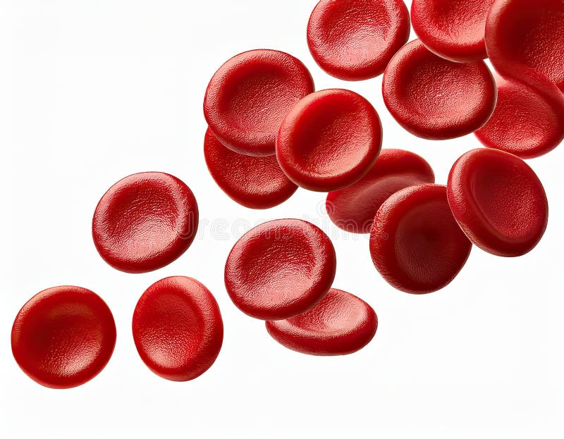 Flowing Red Blood Cells Isolated on Solid White Background Stock Image ...