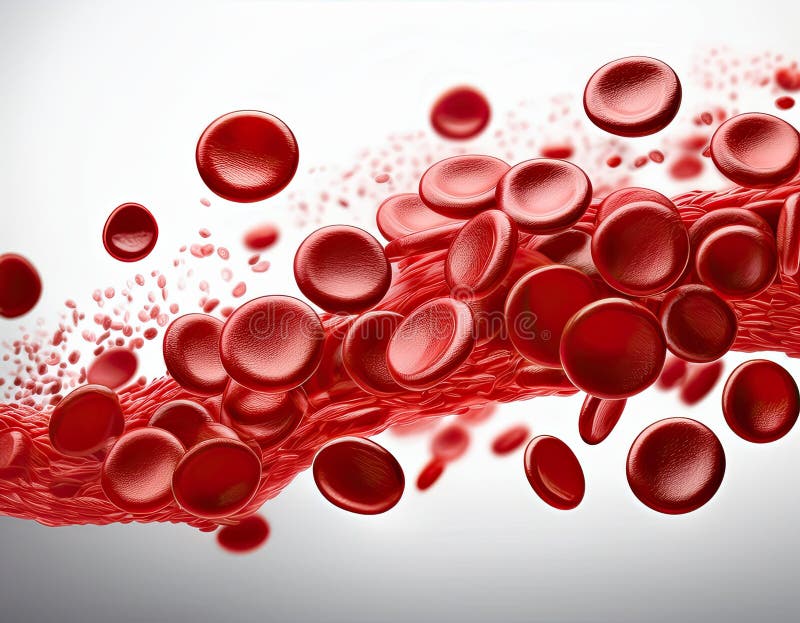Flowing Red Blood Cells Isolated on Solid White Background Stock Photo ...