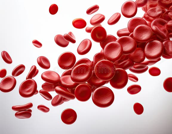 Flowing Red Blood Cells Isolated on Solid White Background Stock Photo ...
