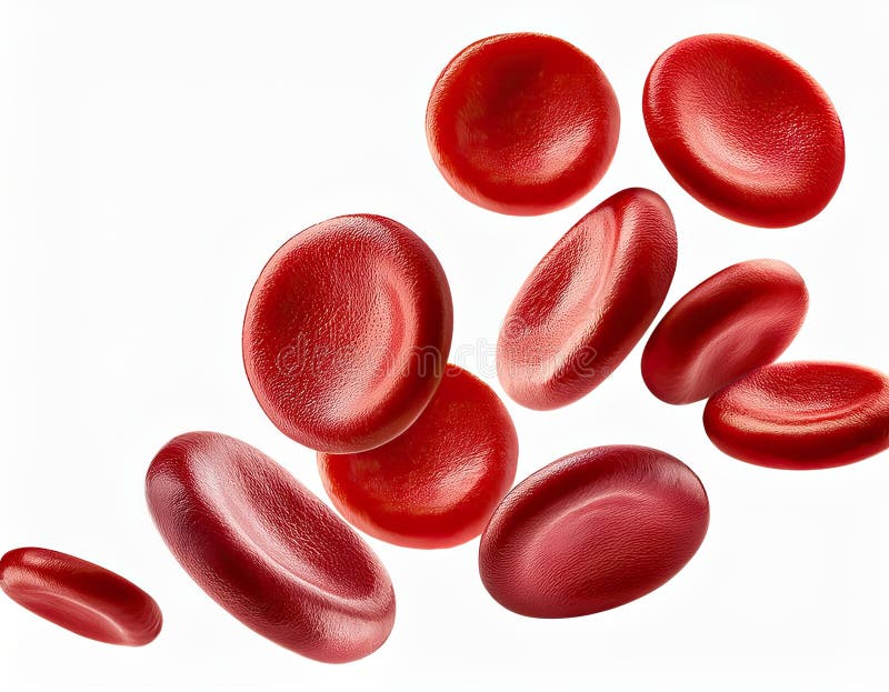Flowing Red Blood Cells Isolated on Solid White Background Stock Photo ...