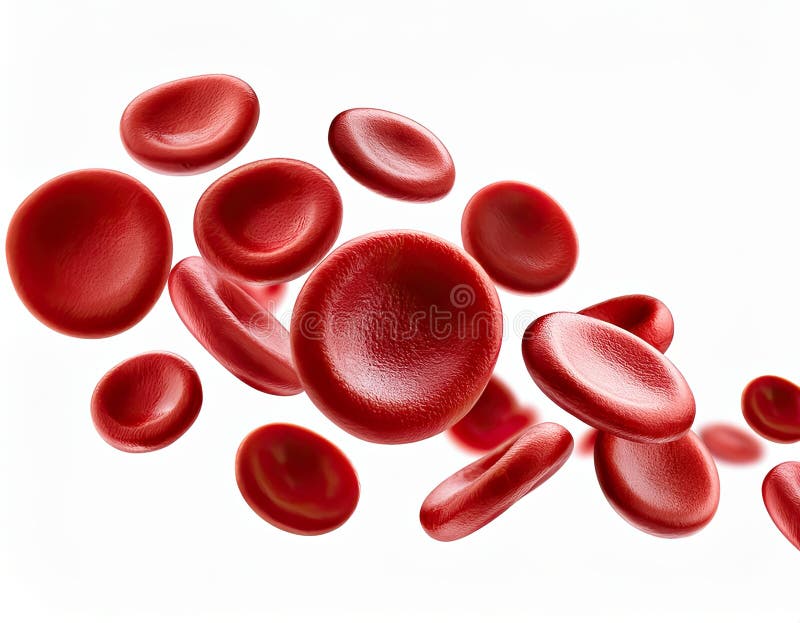 Flowing Red Blood Cells Isolated on Solid White Background Stock Image ...