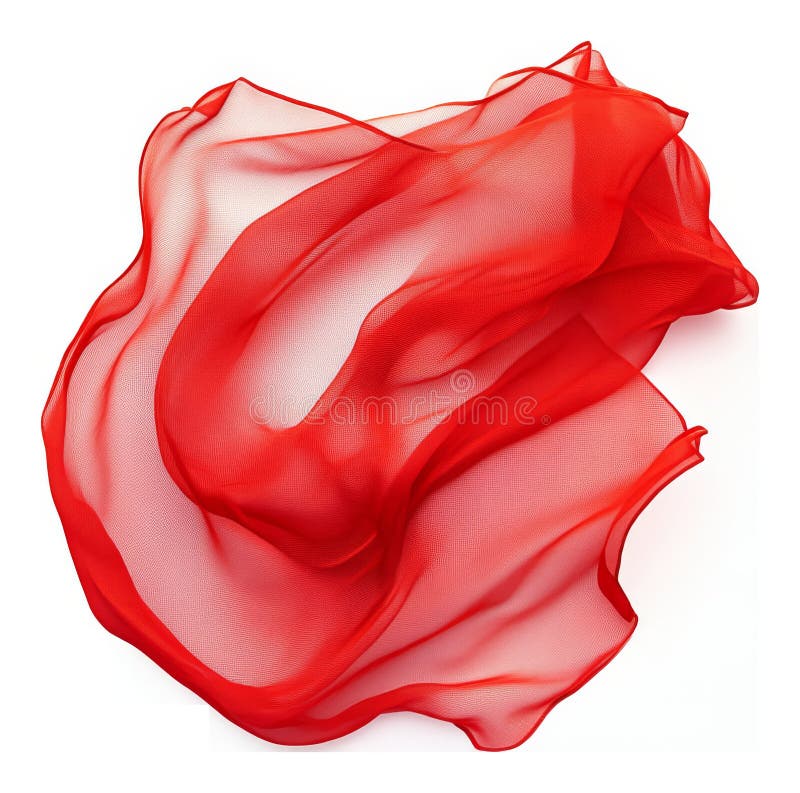 Flowing Red Fabric Against Transparent Background Stock Image - Image ...