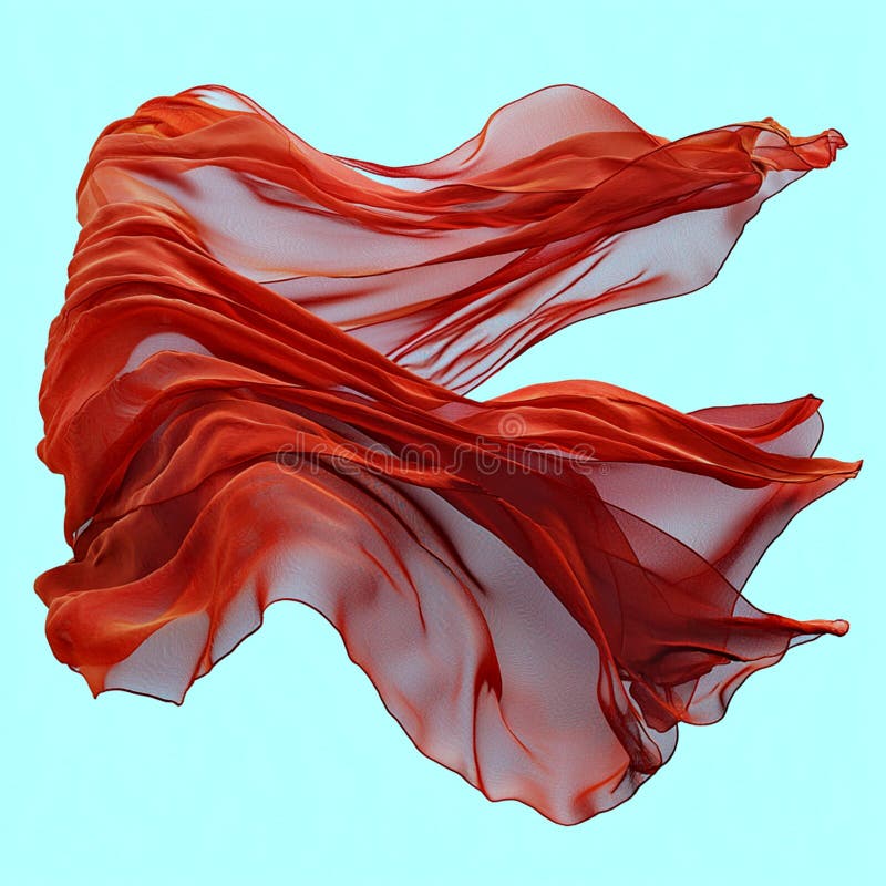 Red Fabric Floating Silk Cloth Textile Airy Material Design Isolated on ...