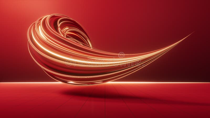Flowing Red Geometry Lines with Ground, 3d Rendering Stock Video ...