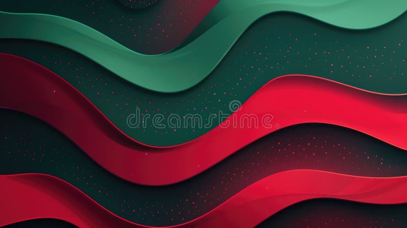 A Flowing Red and Green Wave Pattern on a Dark Background. AIG51A Stock ...