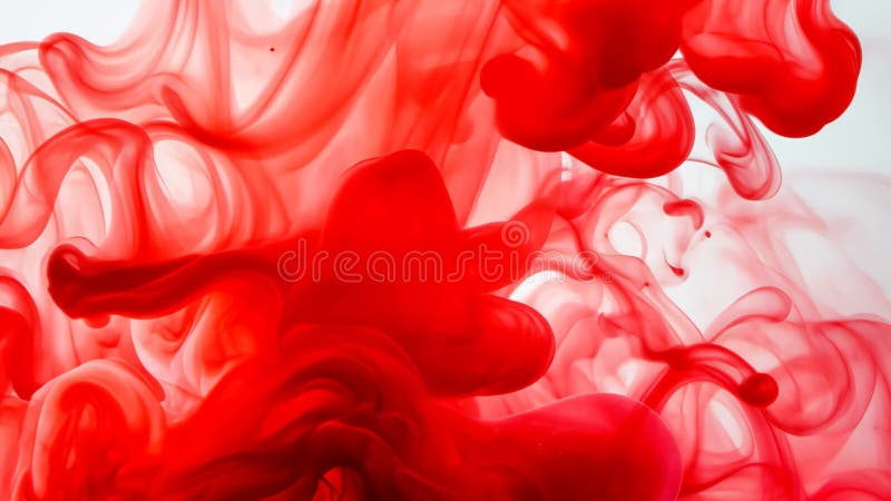 Flowing Red Ink Creating Mesmerizing Patterns while Dissolving in Water ...