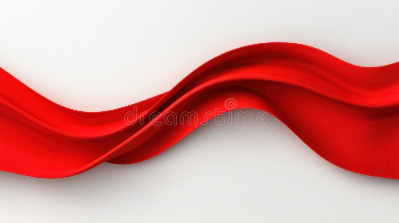 Flowing Red Ribbon Creates Dynamic Visual on Smooth White Background ...