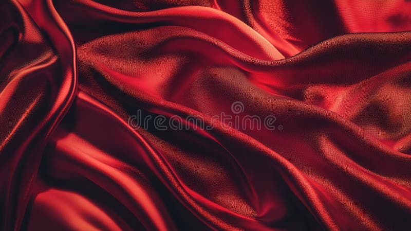 Flowing Red Satin Fabric Draped Elegantly in Soft Folds Under Diffuse ...