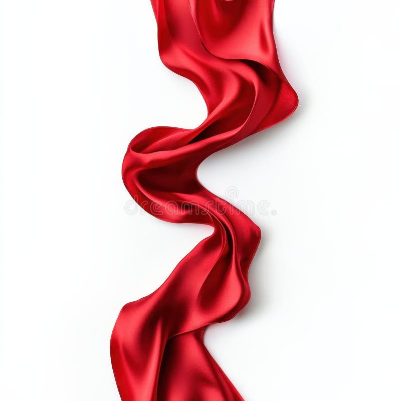 A Flowing Red Satin Ribbon on a White Background, Showcasing Elegance ...