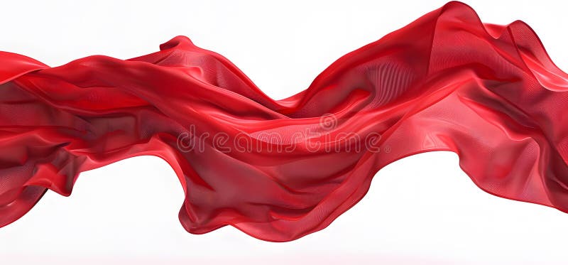 Flowing Red Silk Fabric 3D Render Stock Illustration - Illustration of ...