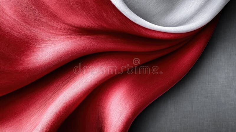 Flowing Red and White Fabric Texture with Curves and Shadows Stock ...