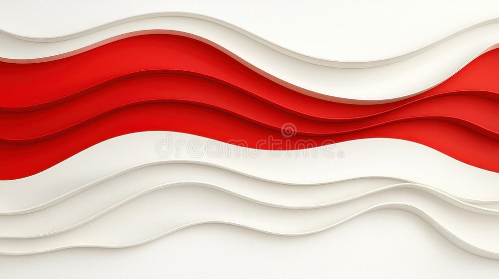 Flowing Red and White Wave Pattern, Modern Dynamic Wall Design for ...