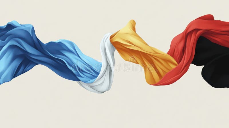 A Flowing Representation of Four National Flags Intertwined in Vibrant ...