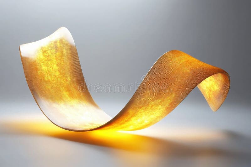 Curved Light Ribbon Showcasing a Warm Golden Glow and Artistic Design ...