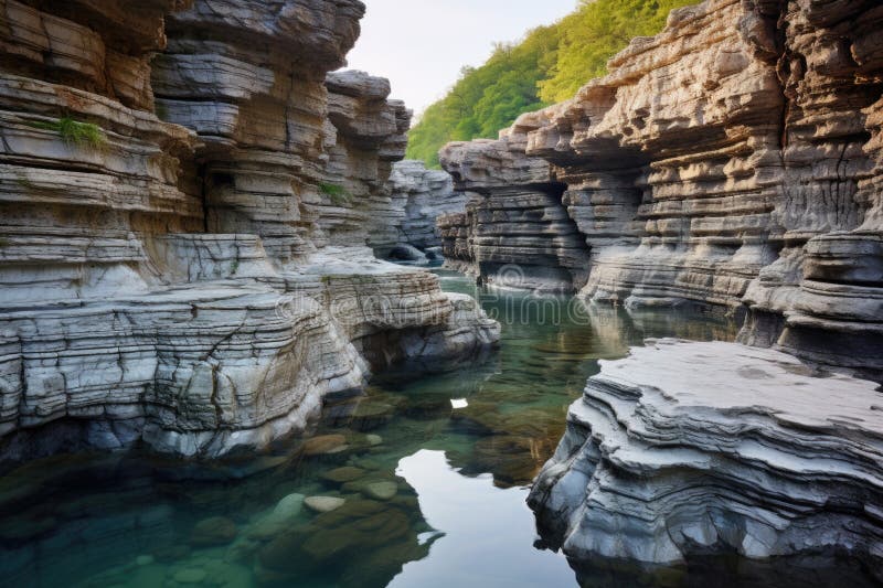 Flowing River Eroding Sedimentary Rocks Stock Illustration - Illustration of flow, environmental ...