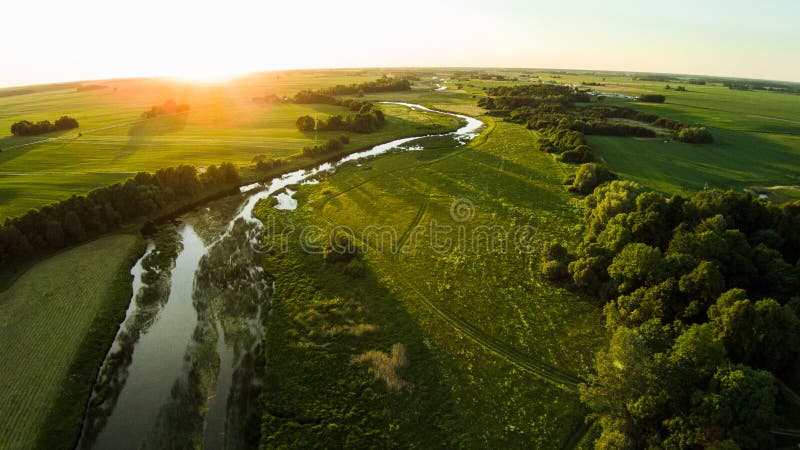 Flowing river stock photo. Image of fields, road, landscape - 60538938