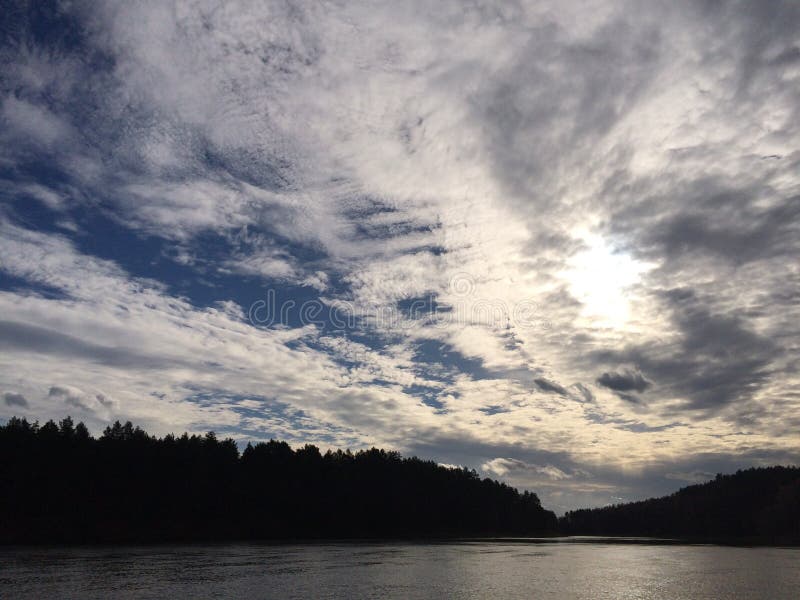 Flowing river landscape stock photo. Image of flow, clouds - 42844624