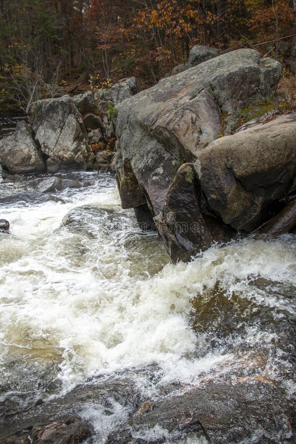 Flowing River with Rocks in the Stream Stock Image - Image of river ...