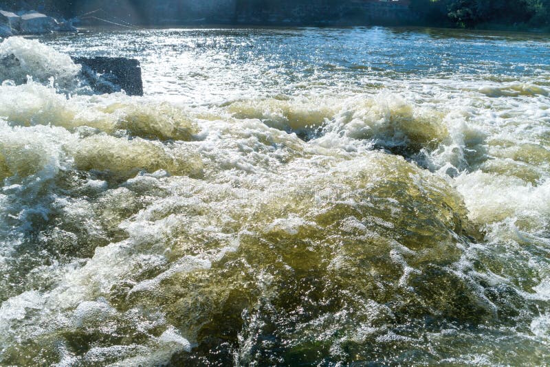Flowing River Water with Big Rocks Stock Photo - Image of environment ...