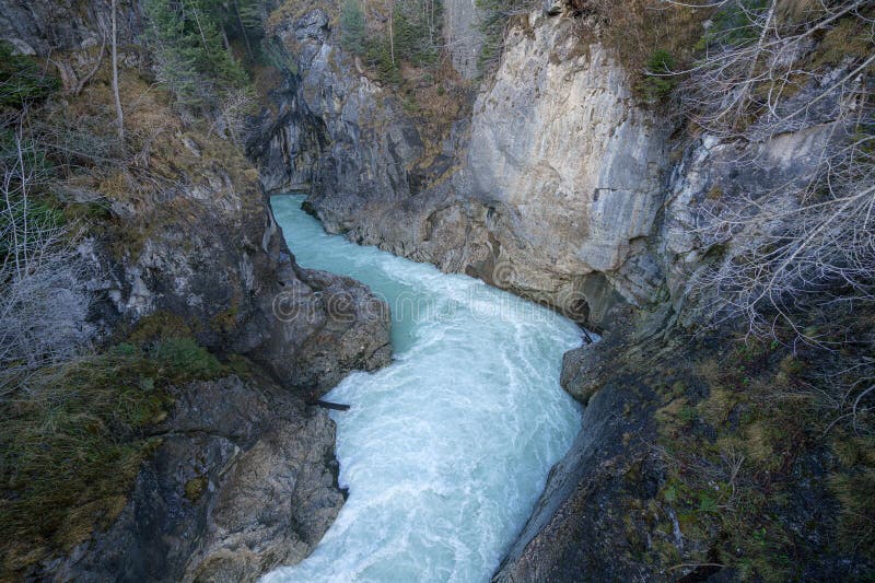 Vibrant Turquoise River Flows Lush Green Canyon Stock Photos - Free ...