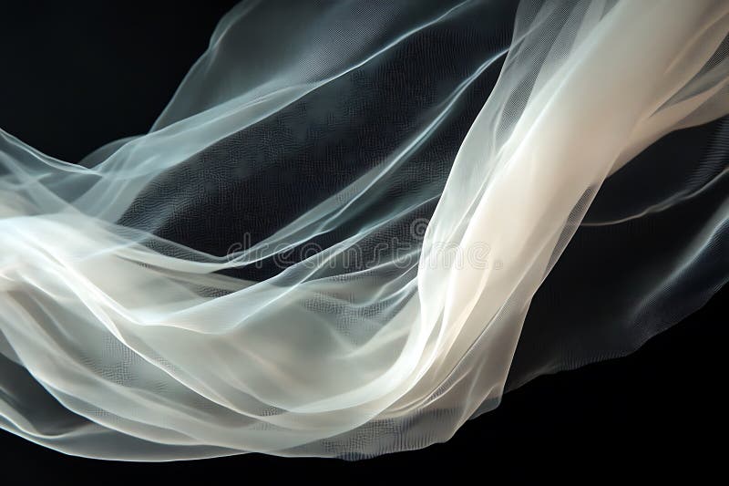 Flowing Sheer Fabric on Black Background Stock Illustration ...