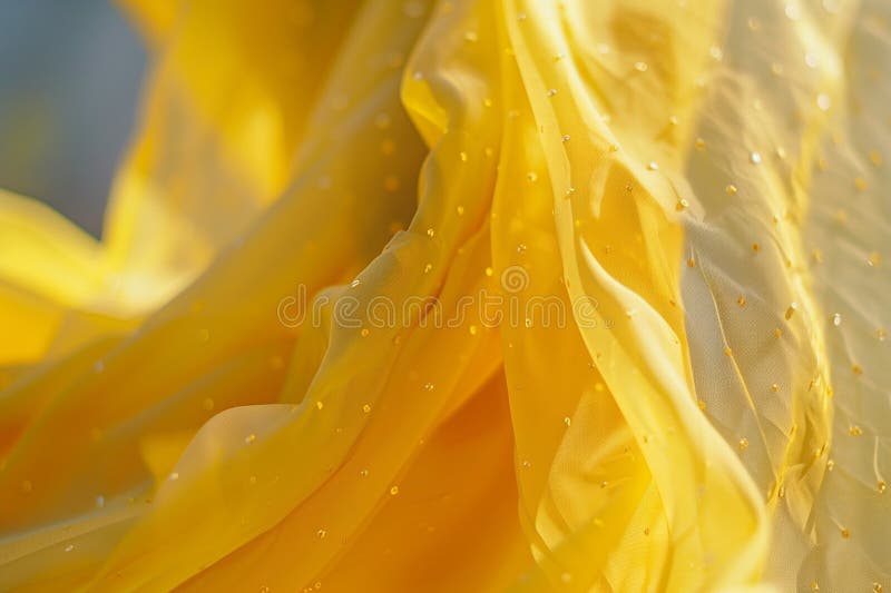 Flowing Sheer Golden Fabric with Small Shimmering Dots Captures Light ...
