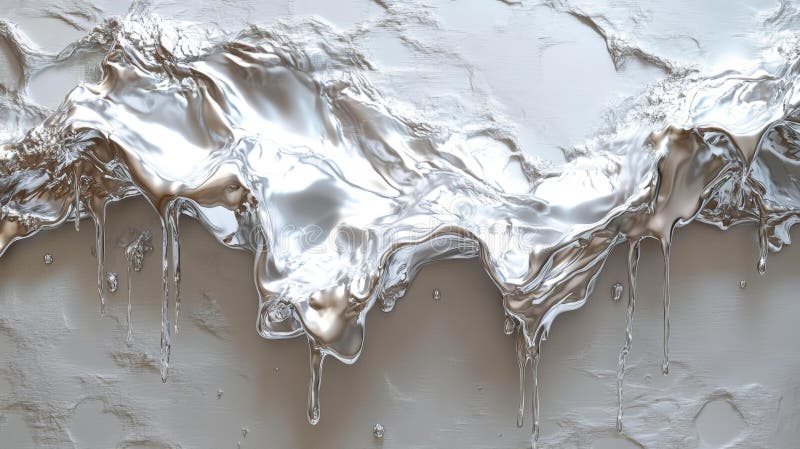 Flowing Silver Liquid with Dripping Melting Metallic Texture Stock ...