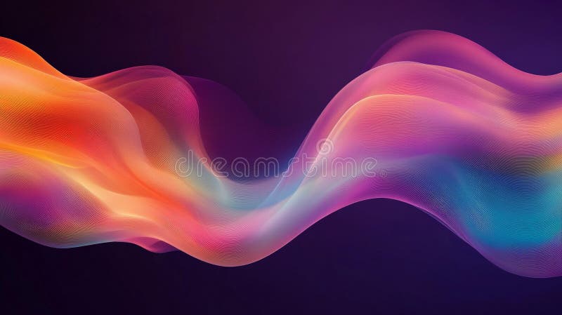 Flowing, Soft Rainbow-colored Lines Moving Across a Dark Purple ...