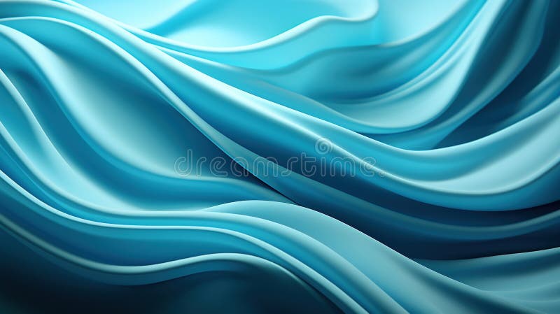 Flowing Soft Wavy Pattern Cyan Color Luxury Silk Cloth Stock ...