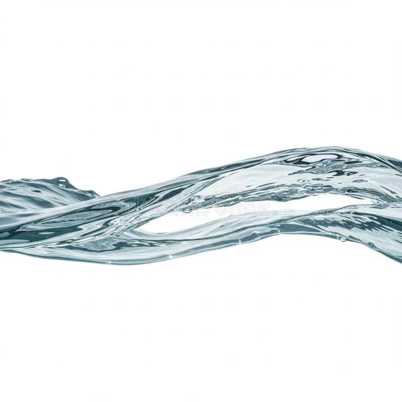 Flowing Stream of Clear Water on a White Background. the Transparent ...