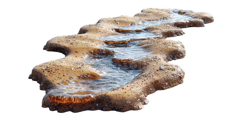 Flowing Stream on Sandy Terrain Isolated on Transparent Background ...