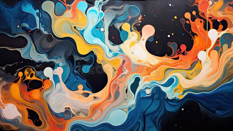 Flowing Streams of Liquid Merging and Mixing in Abstract Patterns Stock ...