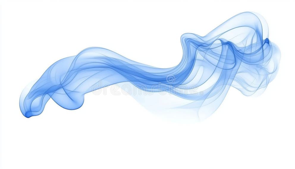Flowing Translucent Blue Smoke Effect on White Background, Abstract ...