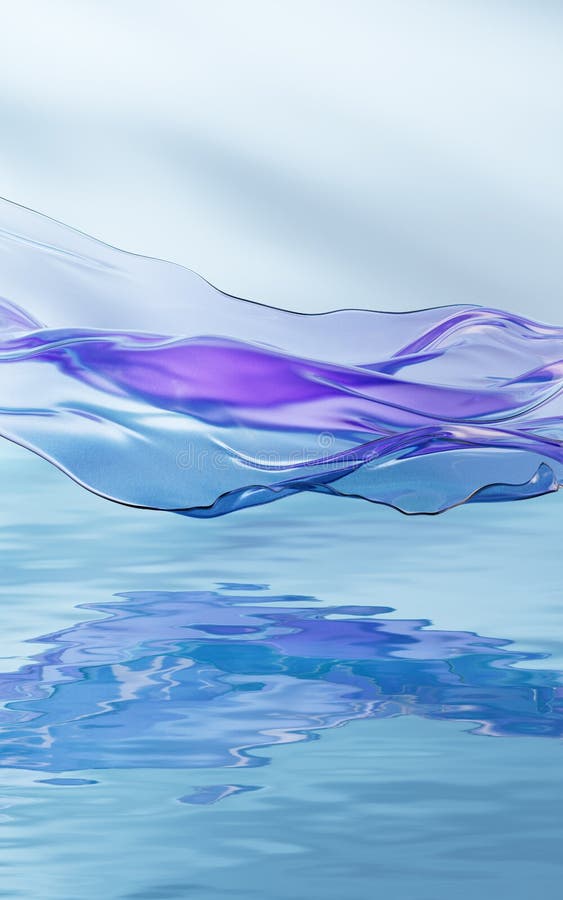Flowing Transparent Cloth on Water Surface, 3d Rendering Stock ...