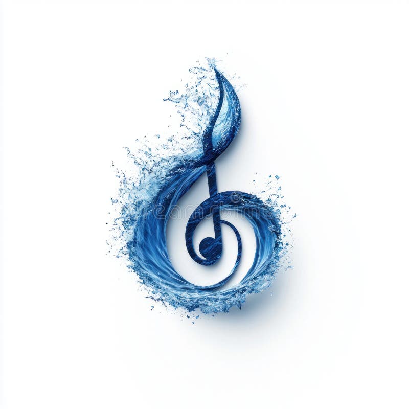 A Flowing Treble Clef Shaped from Vivid Blue Water Creates a Visual ...