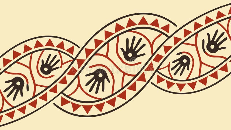 Flowing Tribal Handprint Border Vector Pattern, Vector Design ...