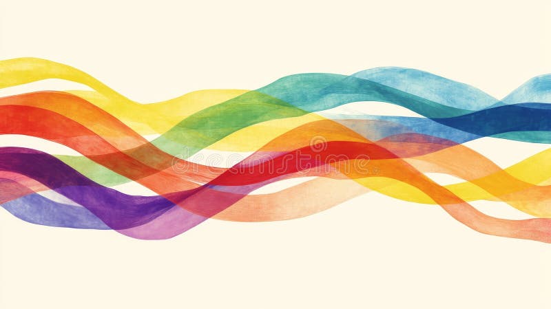 Flowing Vibrant Rainbow Colored Ribbons, Abstract Wave Design Element ...