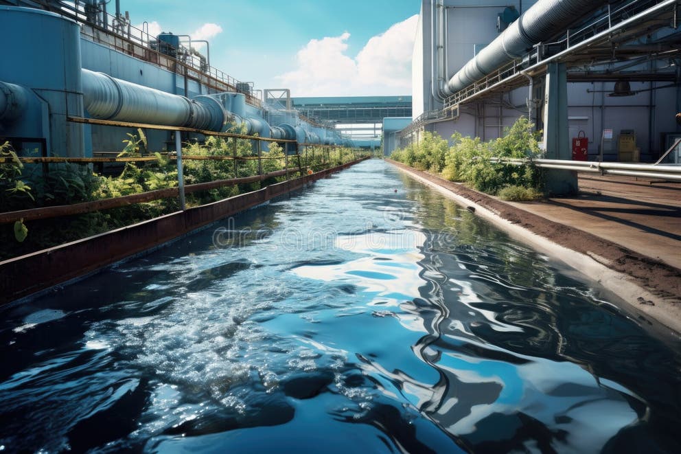 Flowing Water in Advanced Wastewater Treatment Process Stock ...