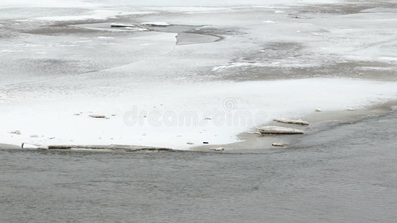 Flowing Water on a Background of Ice. Spring River Stock Footage ...