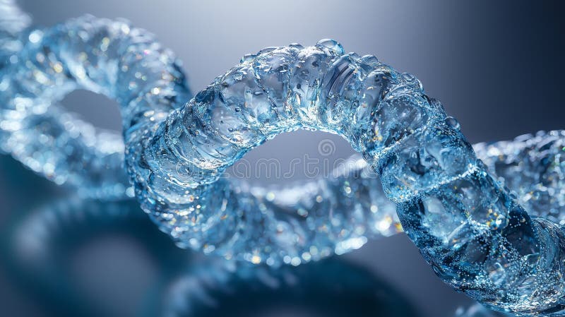 Flowing Water Chain Design with Dynamic Blue Texture and Bubbles Stock ...