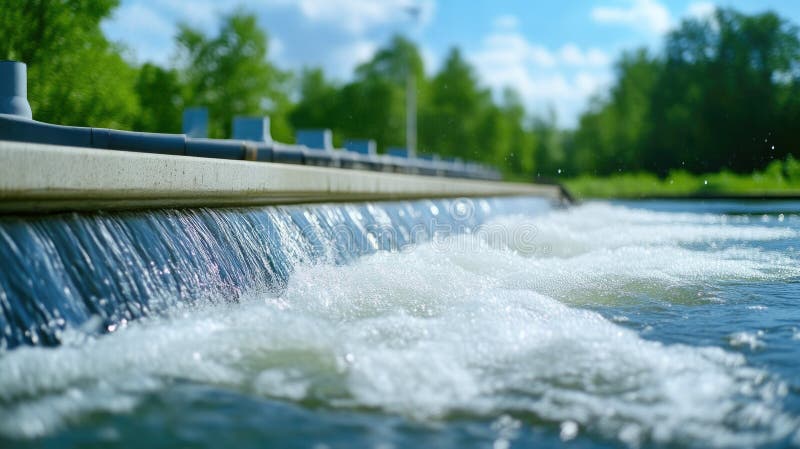 Flowing Water and Mist during Golden Hour. Stock Illustration ...