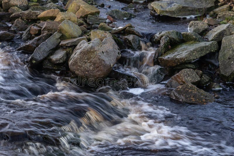 Flowing Water in a Shallow Moorland Stream Stock Photo - Image of ...