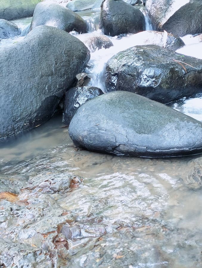 Flowing Water Stone Flow Stone Water Flows from the Mountains Stock Photo - Image of flow ...